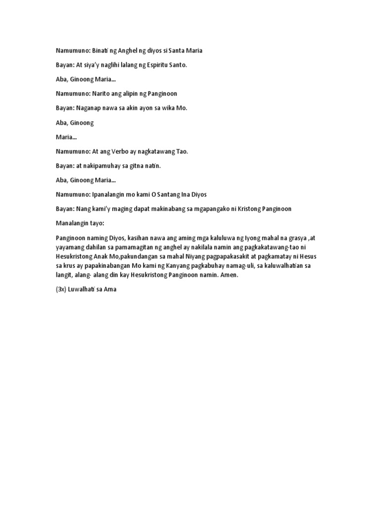 Angelus (Tagalog) | PDF