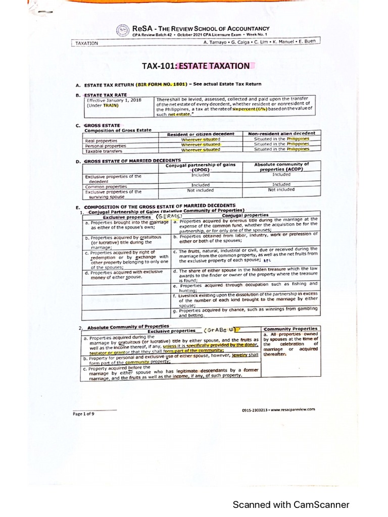 Estate Tax Notes | PDF