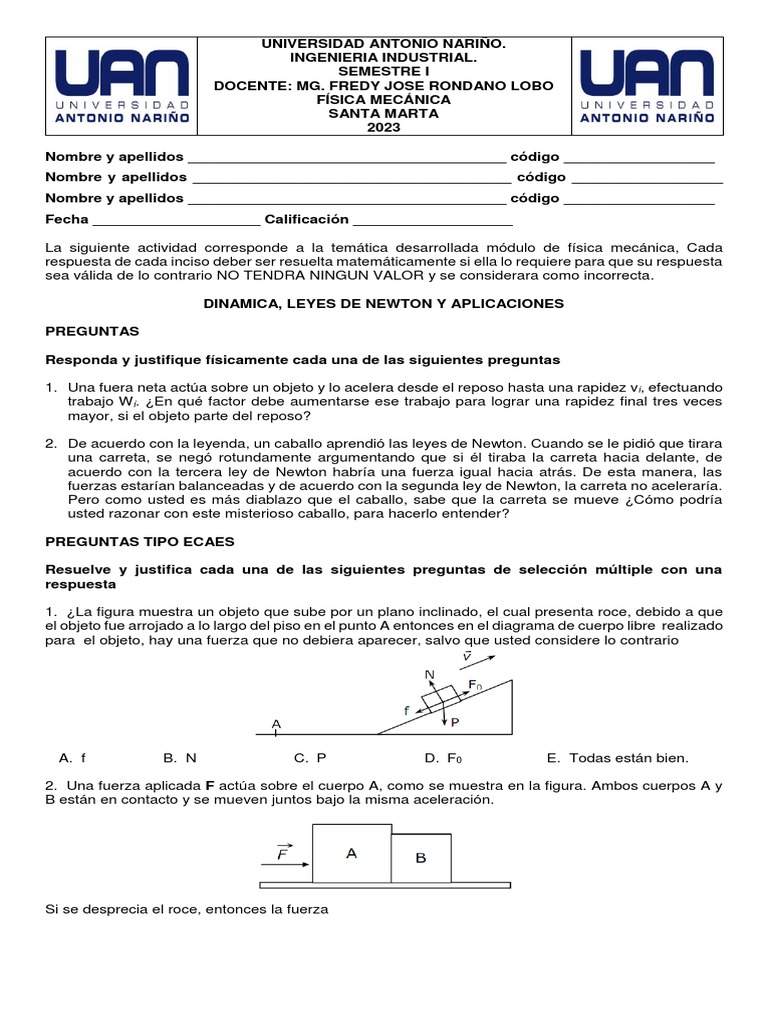 6 Taller Vi Mecanica 2023-1 | PDF