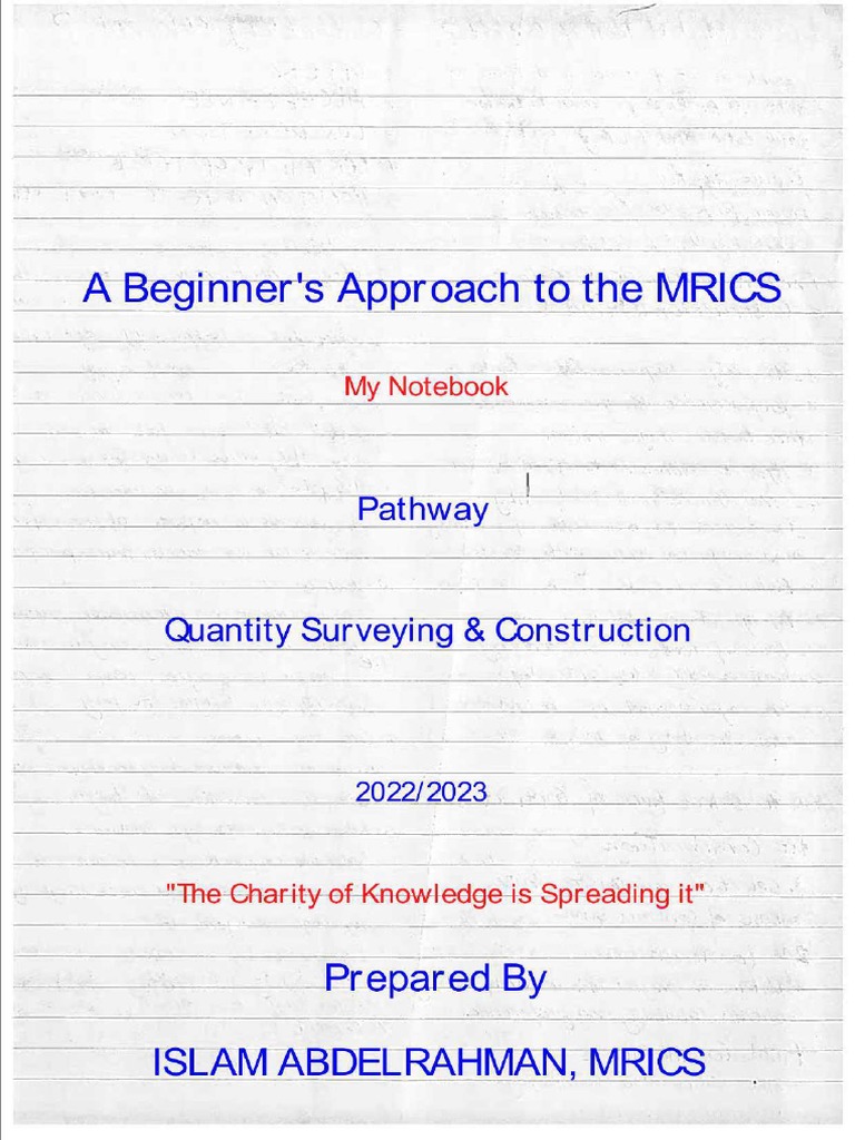 Quantity Survey ? Mrics Notes | PDF