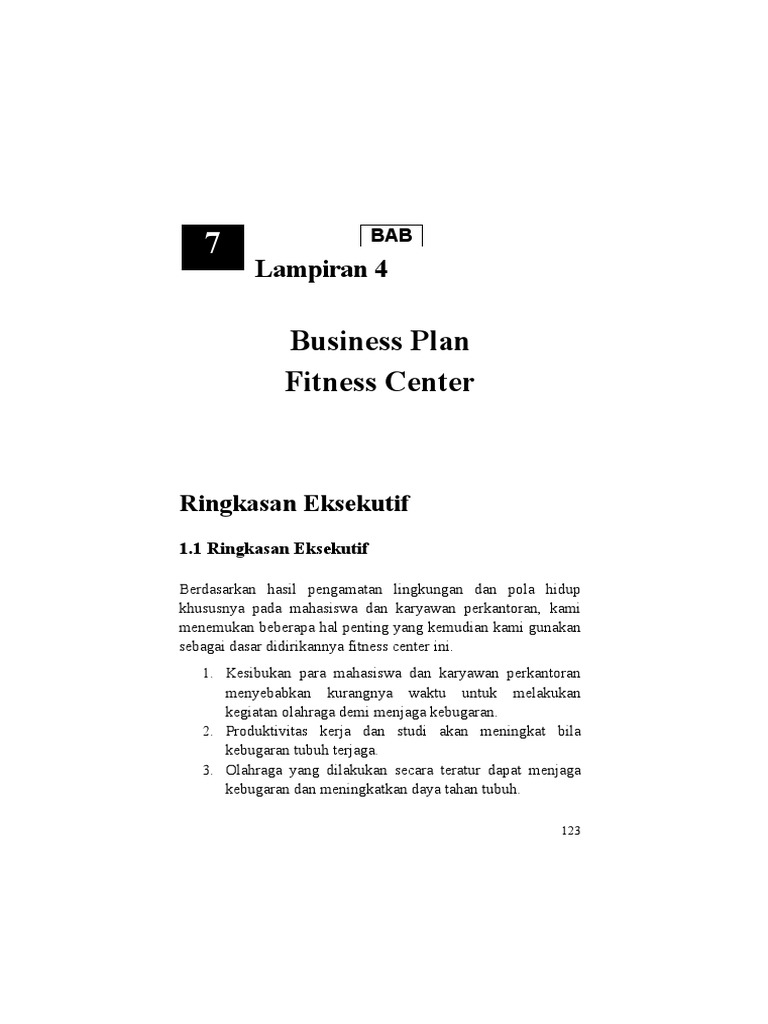 Lampiran_4_Contoh_Business_Plan_Business_Plan_-_Fitness_Center_ | PDF