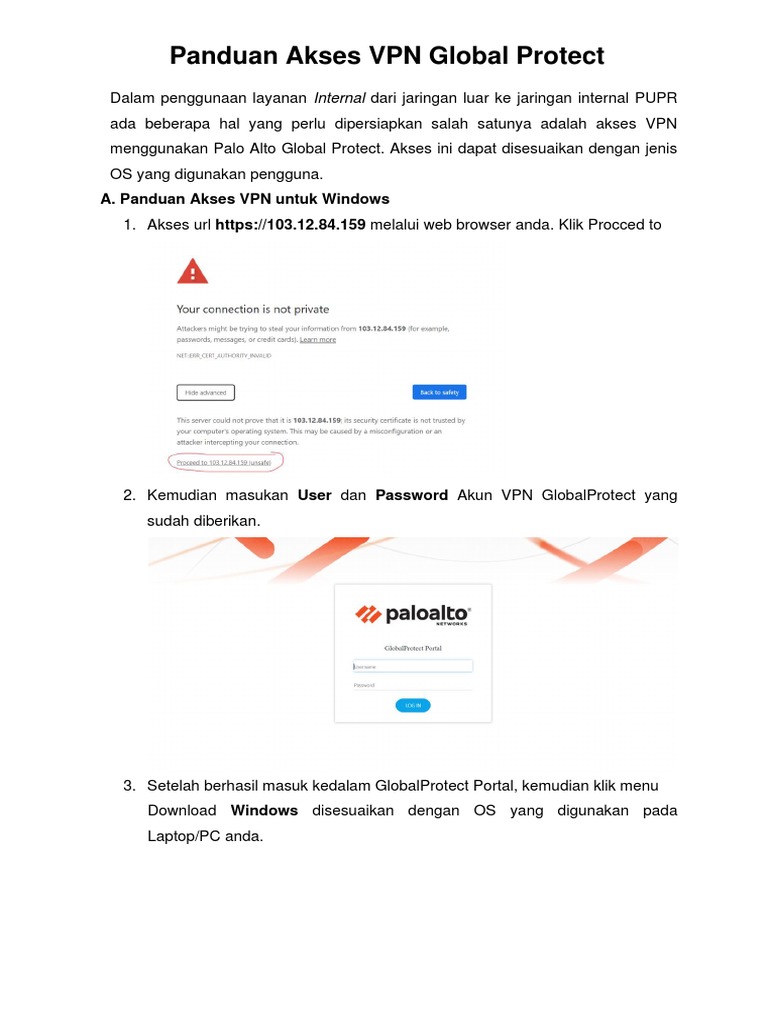 User Guide Akses VPN GlobalProtect PUPR - 230710 - 115408 | PDF