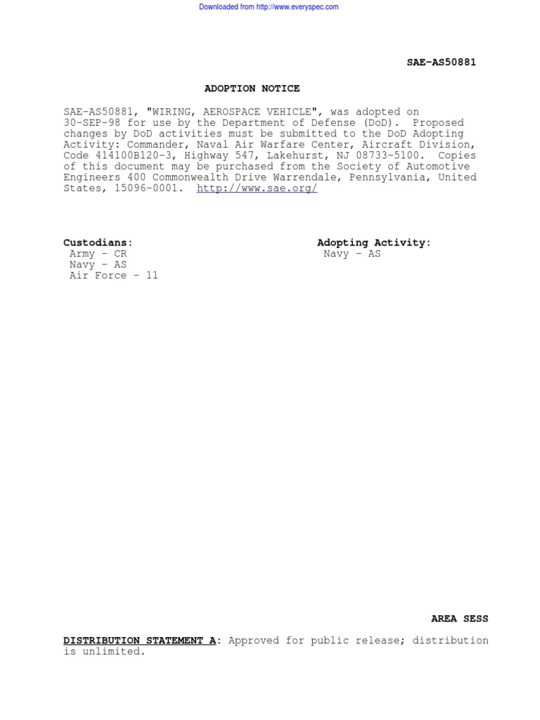 Sae-As50881 Adoption Notice | PDF