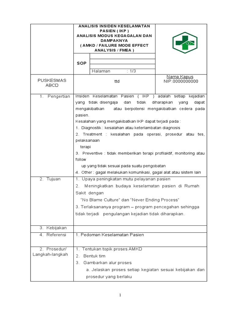 SOP Analisis IKP FMEA Fiks | PDF
