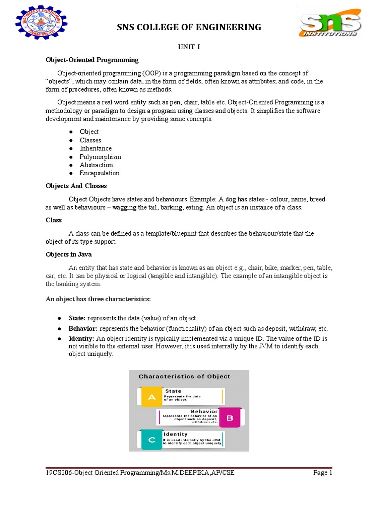 Unit 1 Notes Java Programming | PDF Unit 1 Notes Java Programming | PDF