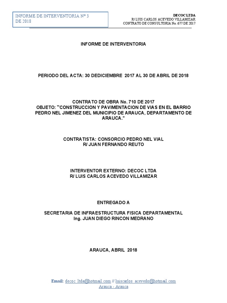 INFORME INTERVENTORIA ACTA No. 01 | PDF | Tecnología