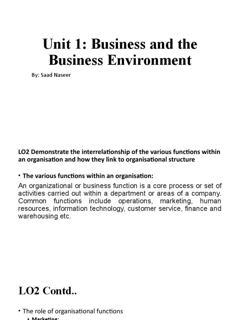 LO2 Unit 1 Business and Business Environment | PDF | Organizational ...