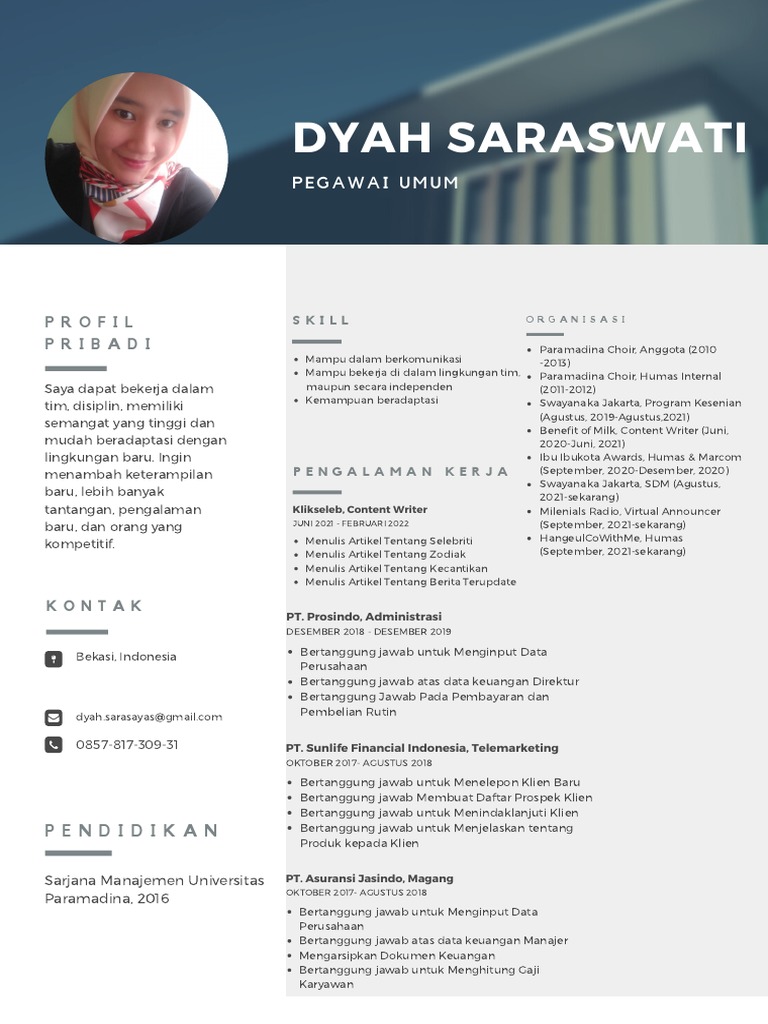 CV - Dyah Saraswati | PDF