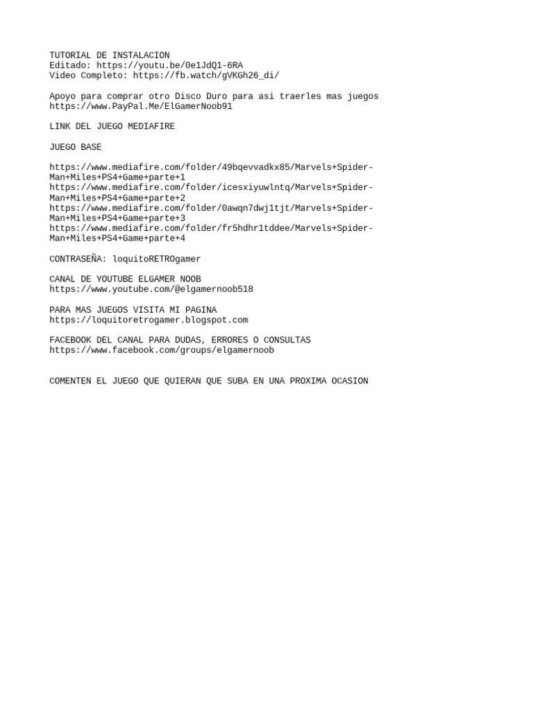 Marvels Spider Man Miles Morales Juego Base Mediafire | PDF