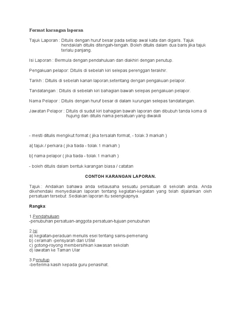 Format Karangan Laporan | PDF