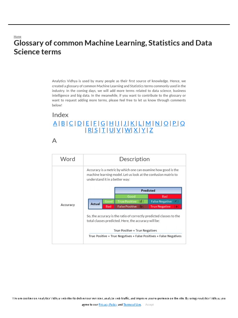 Glossary of Common Machine Learning, Statistics and Data Science Terms ... Glossary of Common Machine Learning, Statistics and Data Science Terms ...