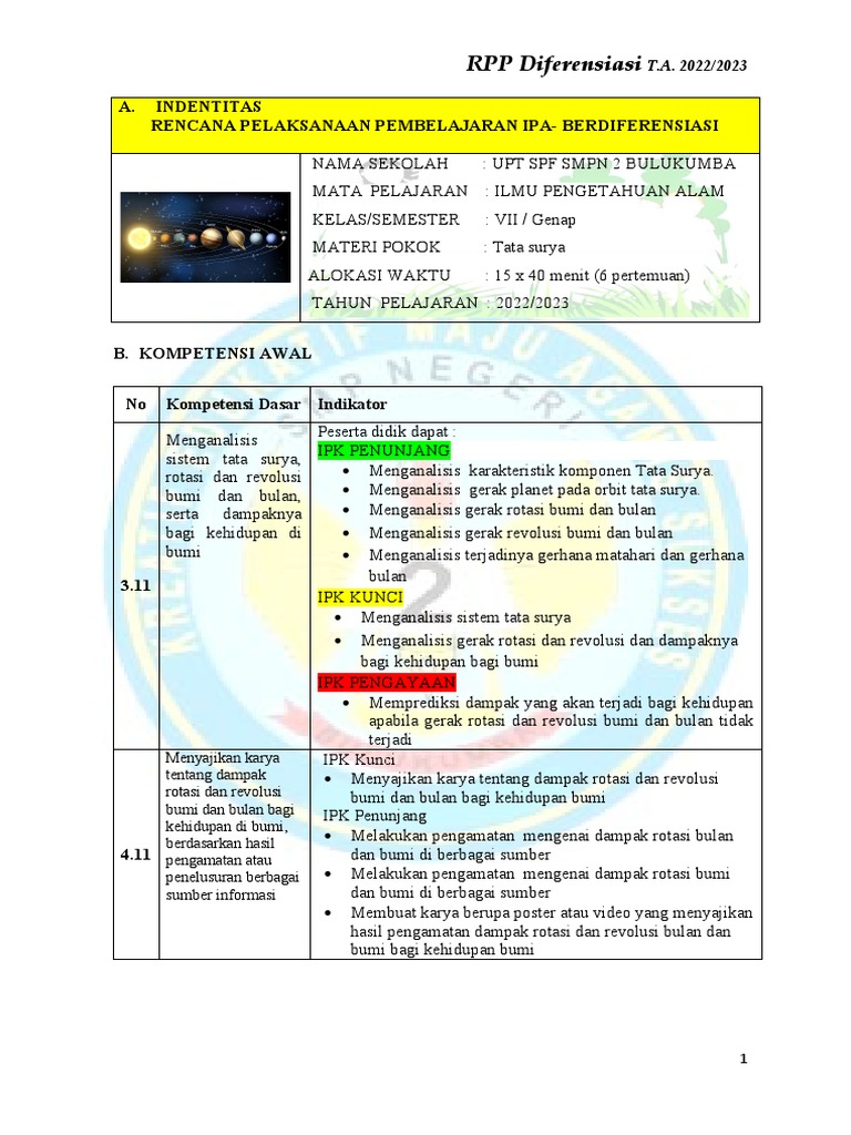 3.11 RPP Diferensiasi Merdeka 2023 | PDF