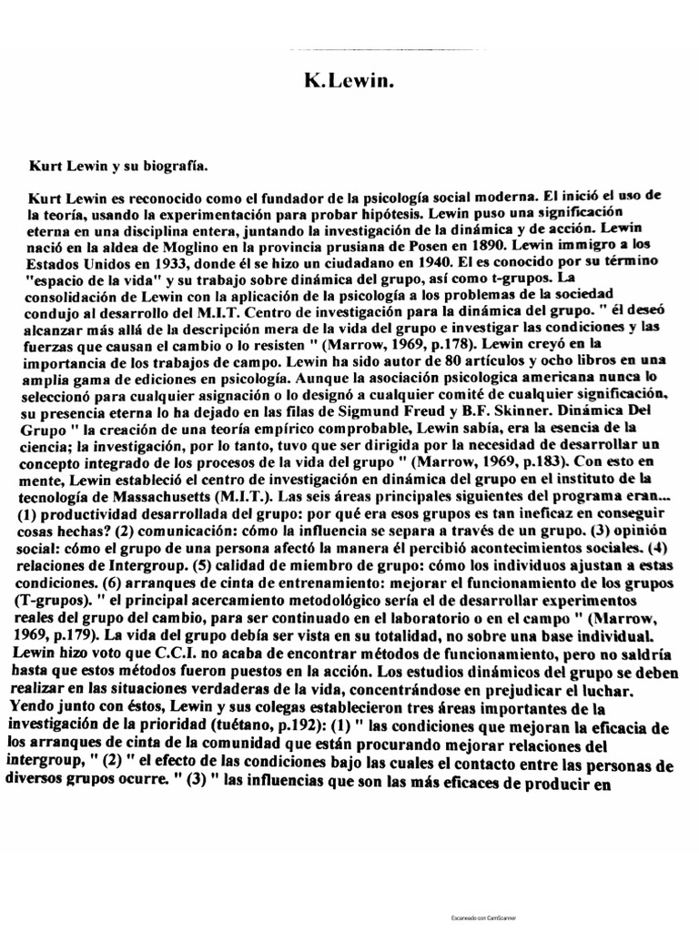 Biografía Kurt Lewin | PDF
