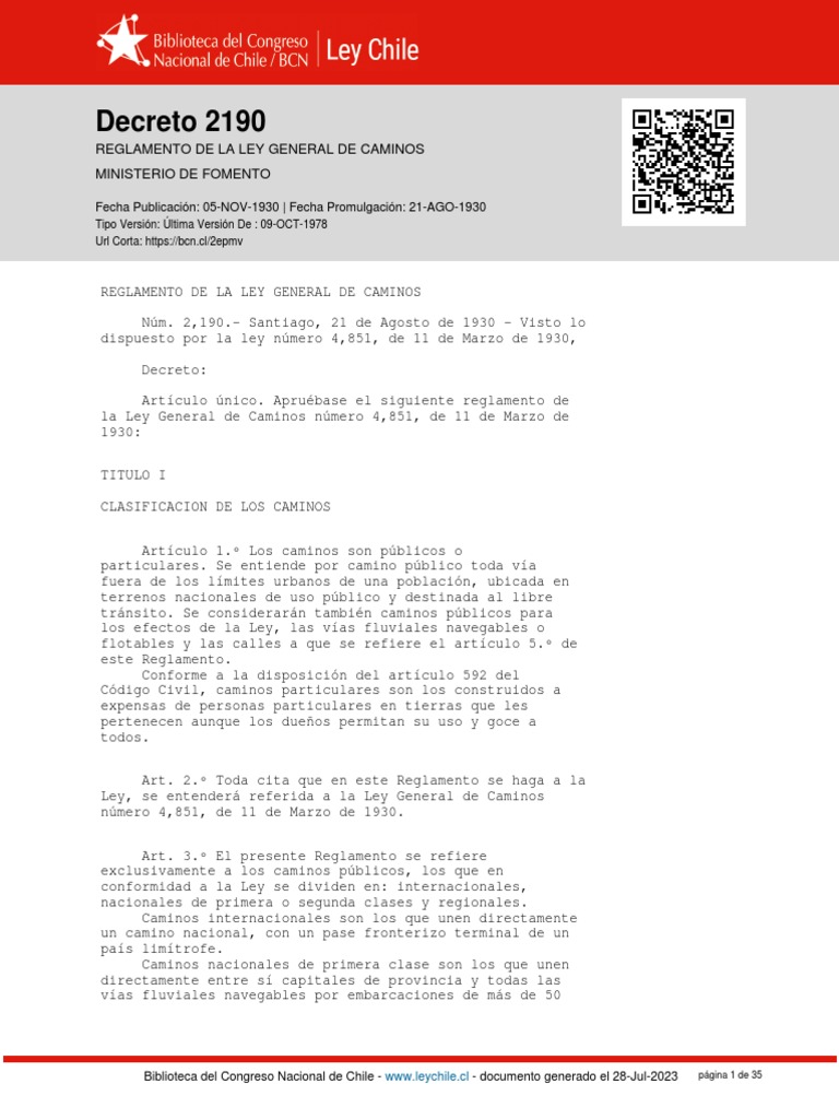 Decreto 2190 - 05 NOV 1930 | PDF