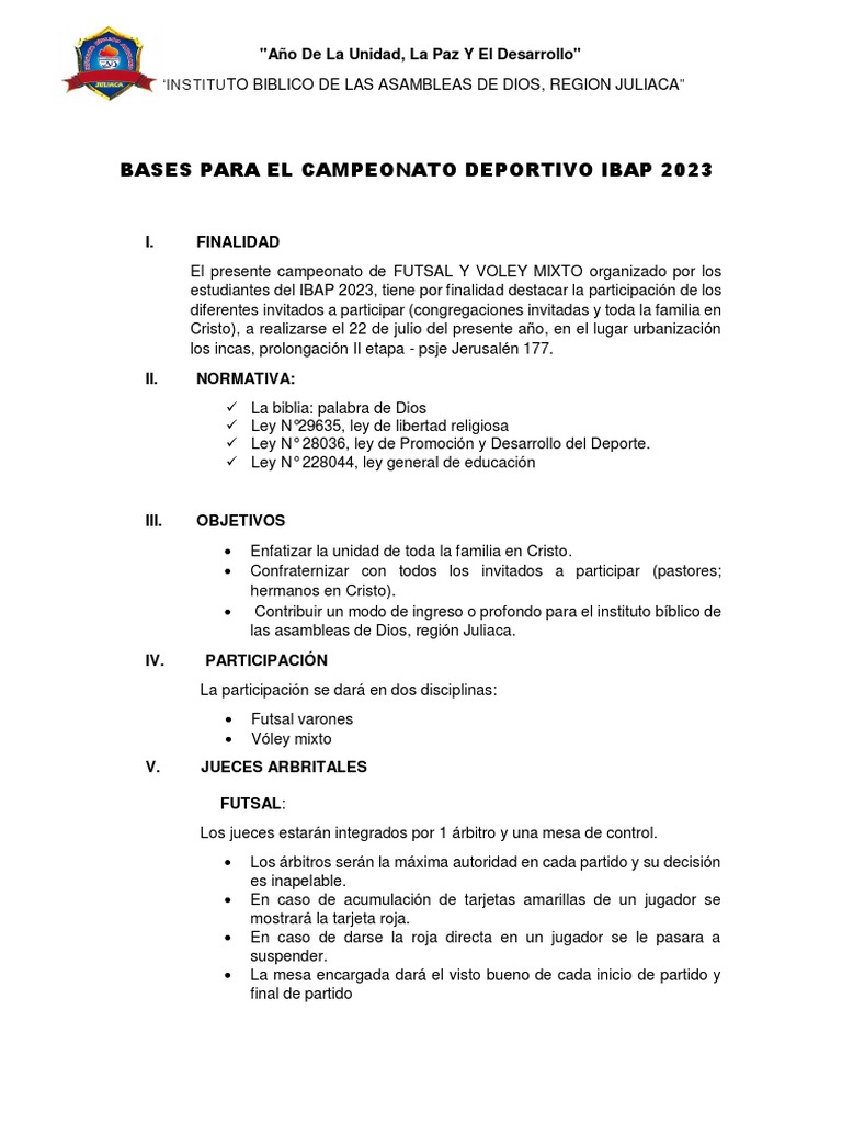 Bases Ibap 2023 | PDF | Deportes