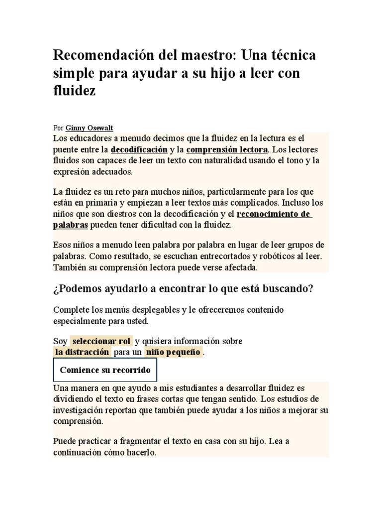 Leer Con Fluidez | PDF | Artes del Lenguaje y Comunicación