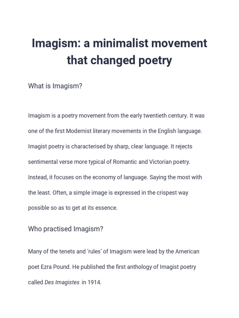 imagism notes | PDF