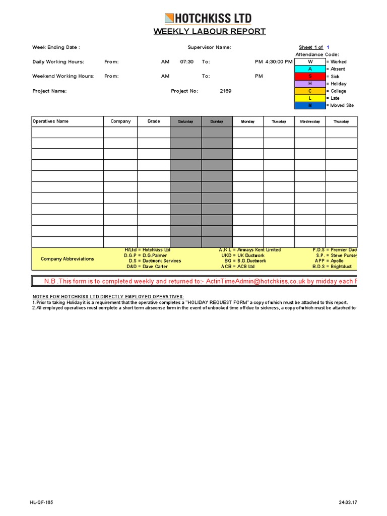 Blank Labour Report | PDF