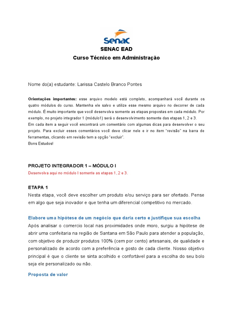 Modelo - Projeto Integrador | PDF