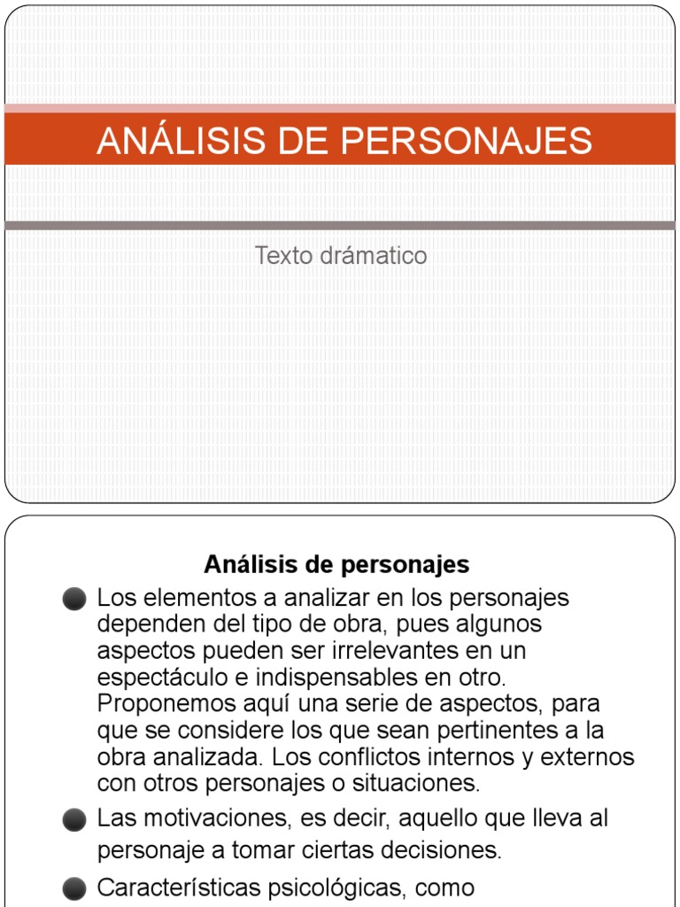 Análisis de Personajes Dramáticos | PDF | Relaciones personales ...