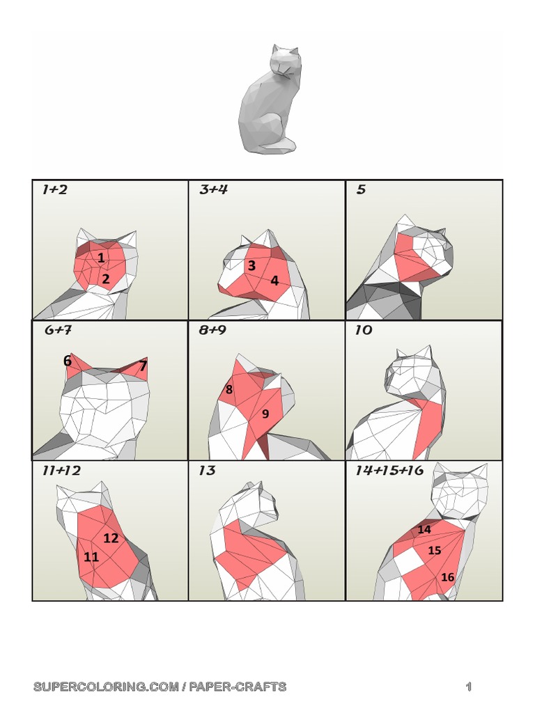 Low Poly Cat Sculpture Paper Crafts | PDF