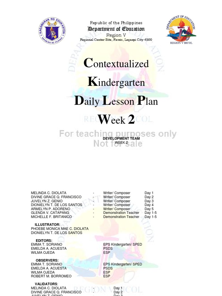 Kindergarten DLP Week 2 | PDF