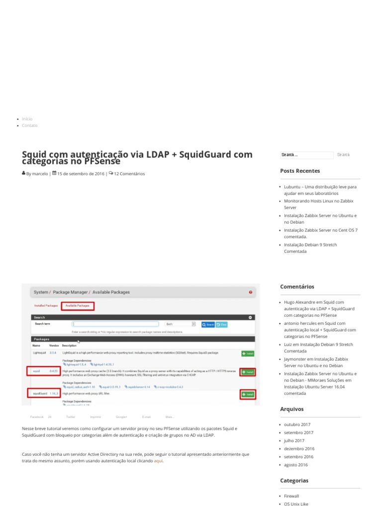 Squid Com Autenticação Via LDAP + SquidGuard Com Categorias No PFSense ...