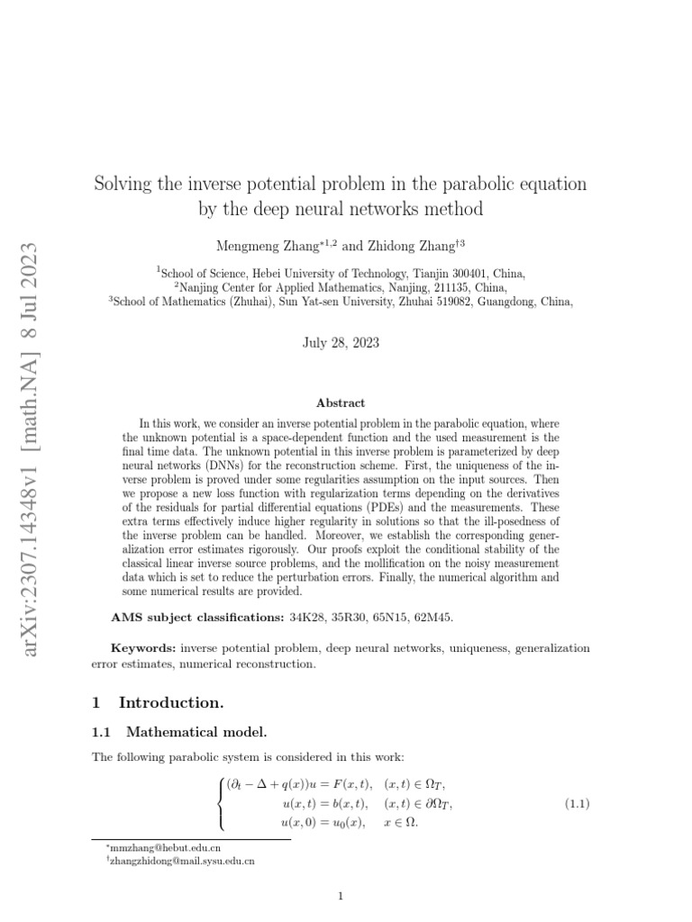 Solving The Inverse Potential Problem in The Parabolic Equation by The ... Solving The Inverse Potential Problem in The Parabolic Equation by The ...