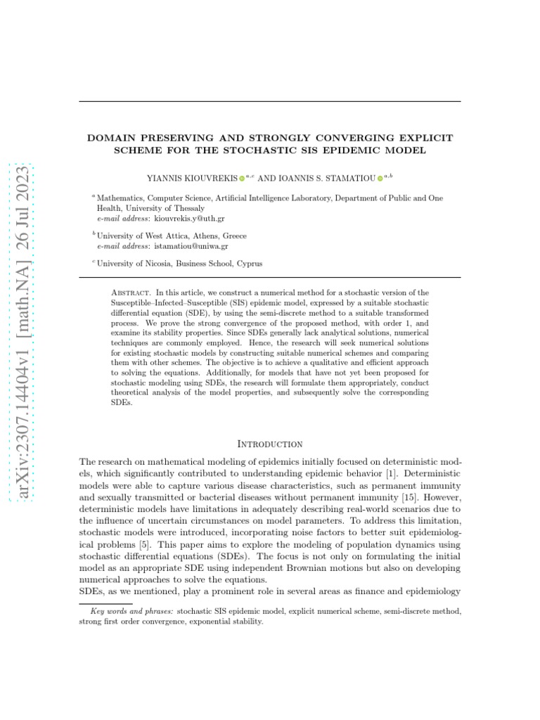 Domain Preserving and Strongly Converging Explicit Scheme For The Stochastic SIS Epidemic Model ...