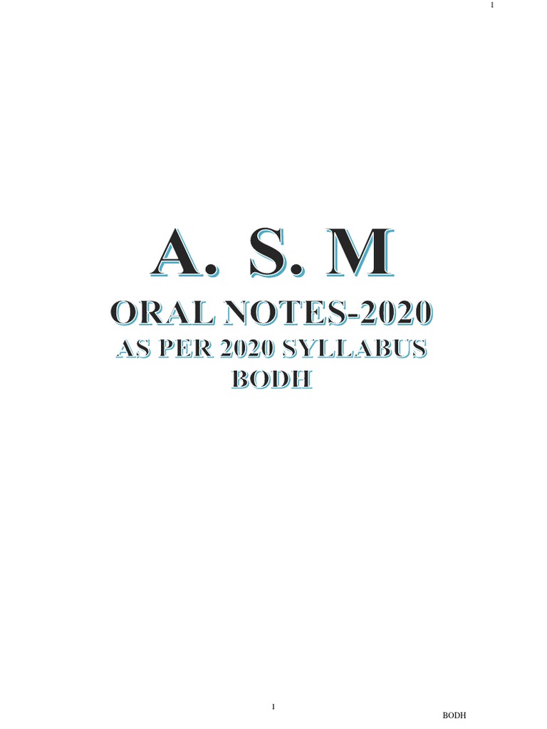 ASM Latest Oral Notes 2020 BODH | PDF