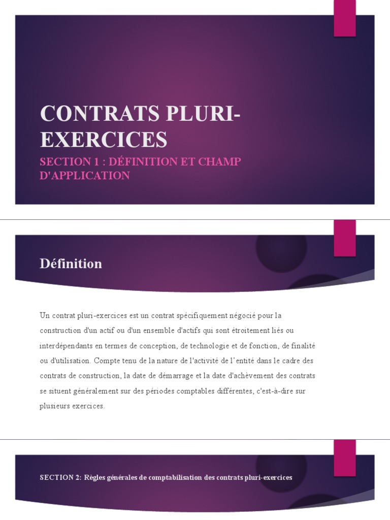 Chapitre 4 Contrats Pluri-Exercices | PDF | Affaires | Finance et ...