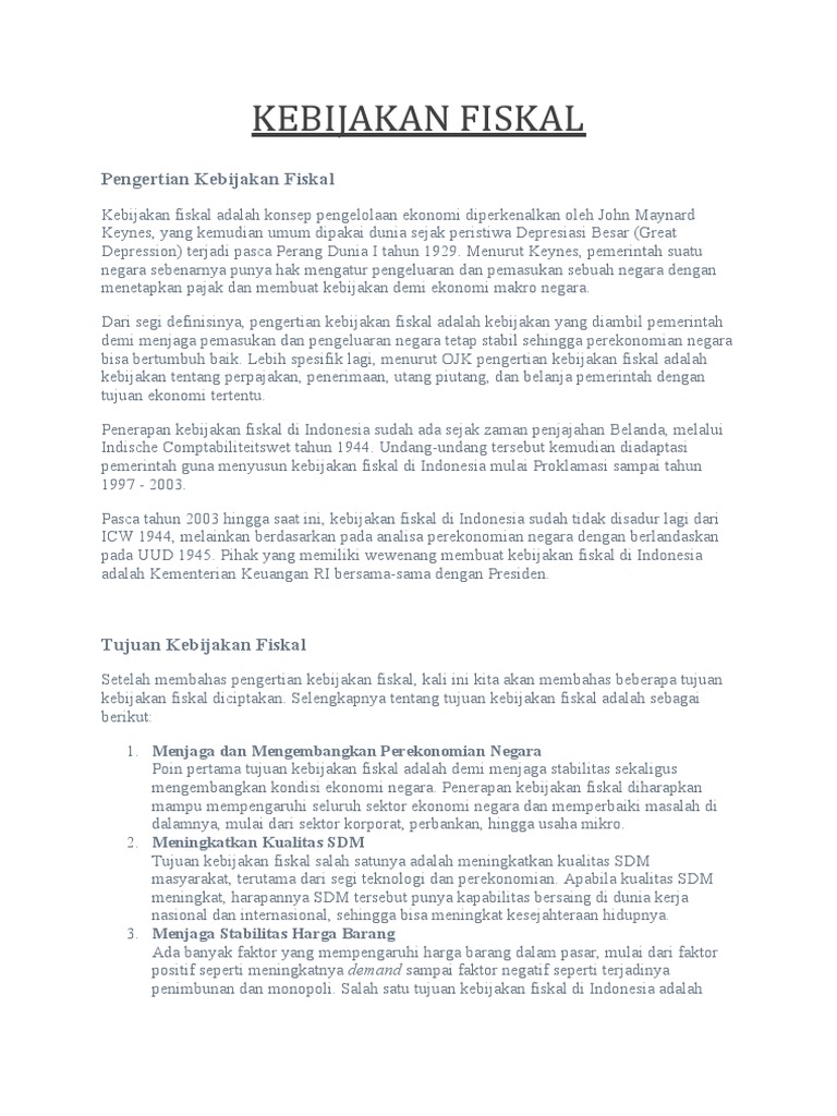 Kebijakan Fiskal | PDF