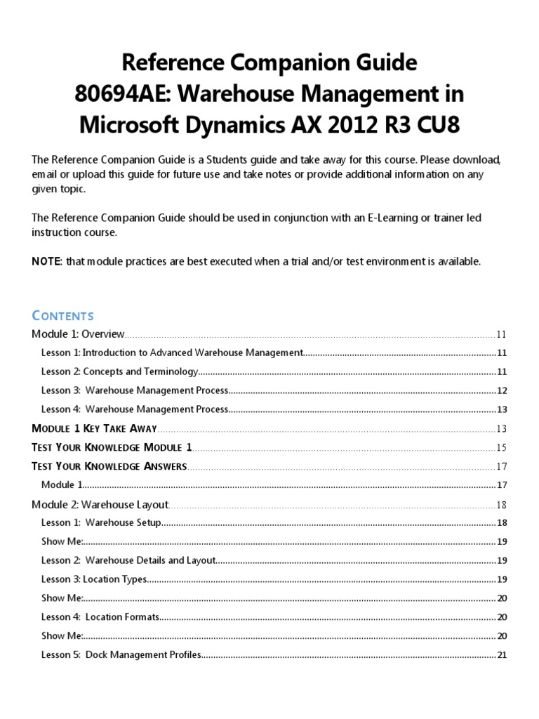80694AE AX2012R3CU8 ENUS WMS Reference Companion Guide | PDF ...