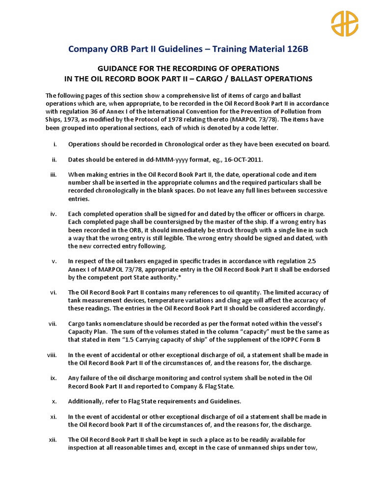 Training Material 126B - Guidance For The Recording of Operations in ...