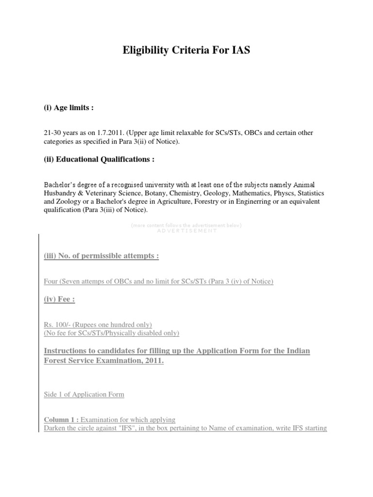 Eligibility Criteria For IAS | PDF | Business