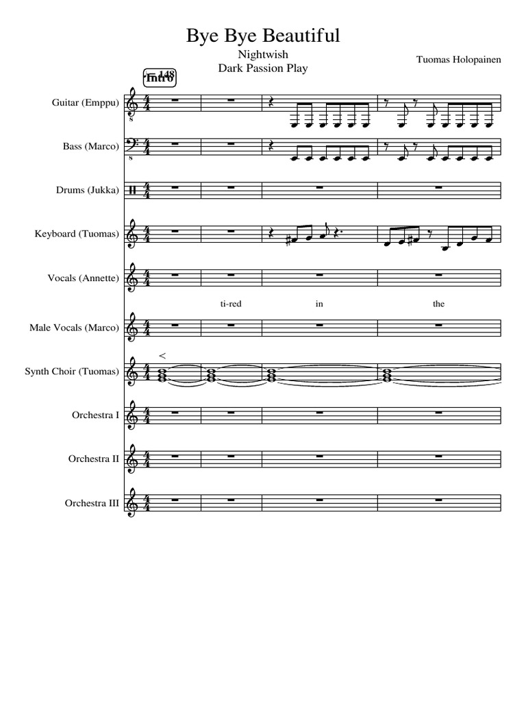 Opensheets Bye Bye Beautiful | PDF