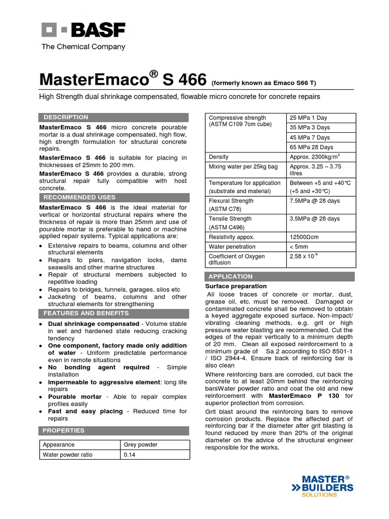 Basf MasterEmaco S 466 v1 | PDF