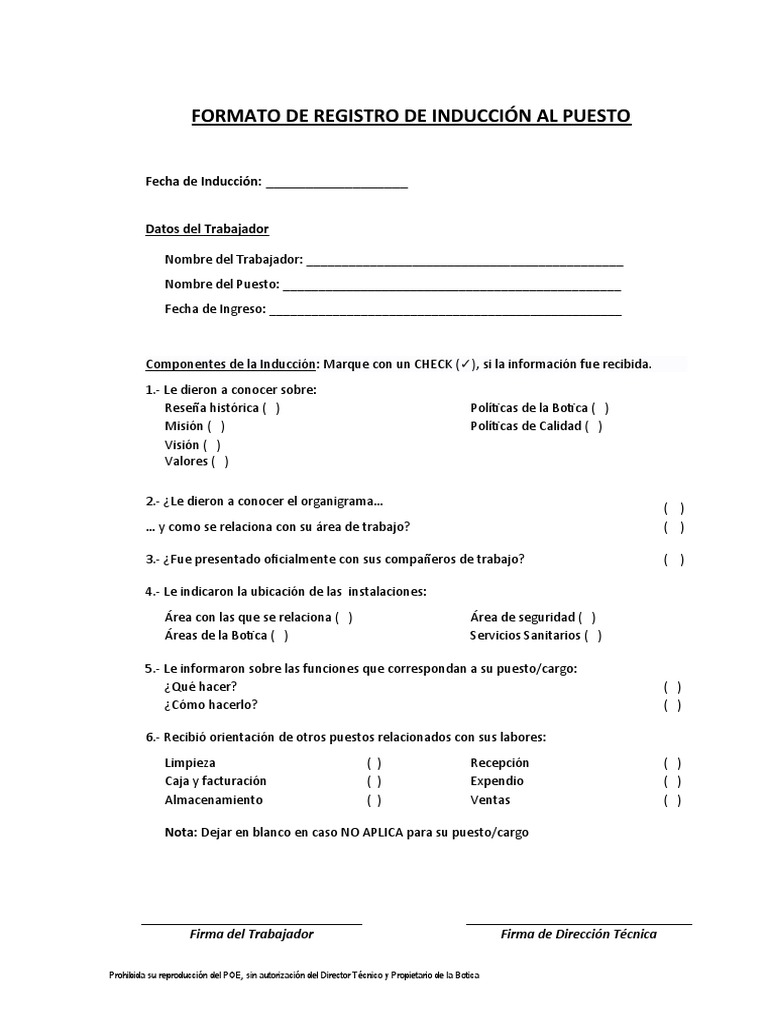 Formato de Induccion | PDF