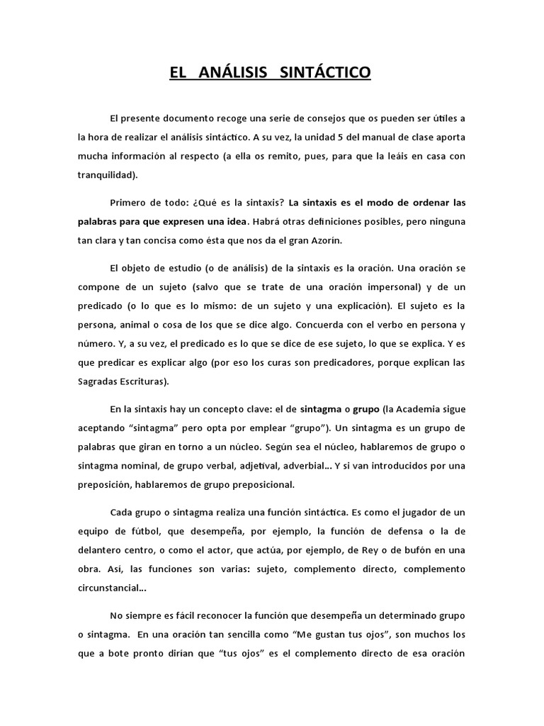 El Análisis Sintáctico | PDF