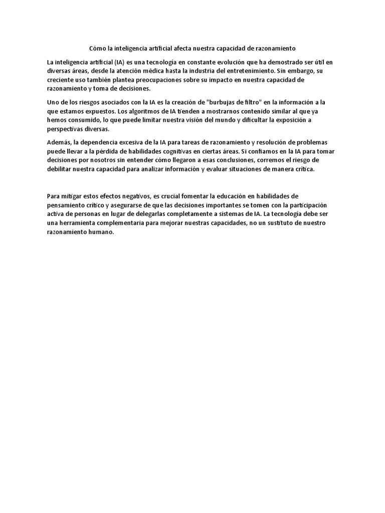 Cómo La Inteligencia Artificial Afecta Nuestra Capacidad de ... Cómo La Inteligencia Artificial Afecta Nuestra Capacidad de ...