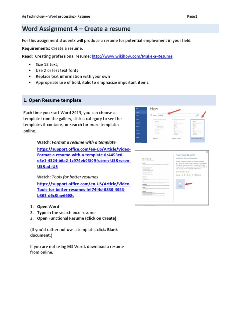 Assignment 4 - Creating A Resume | PDF | Résumé | Microsoft Word