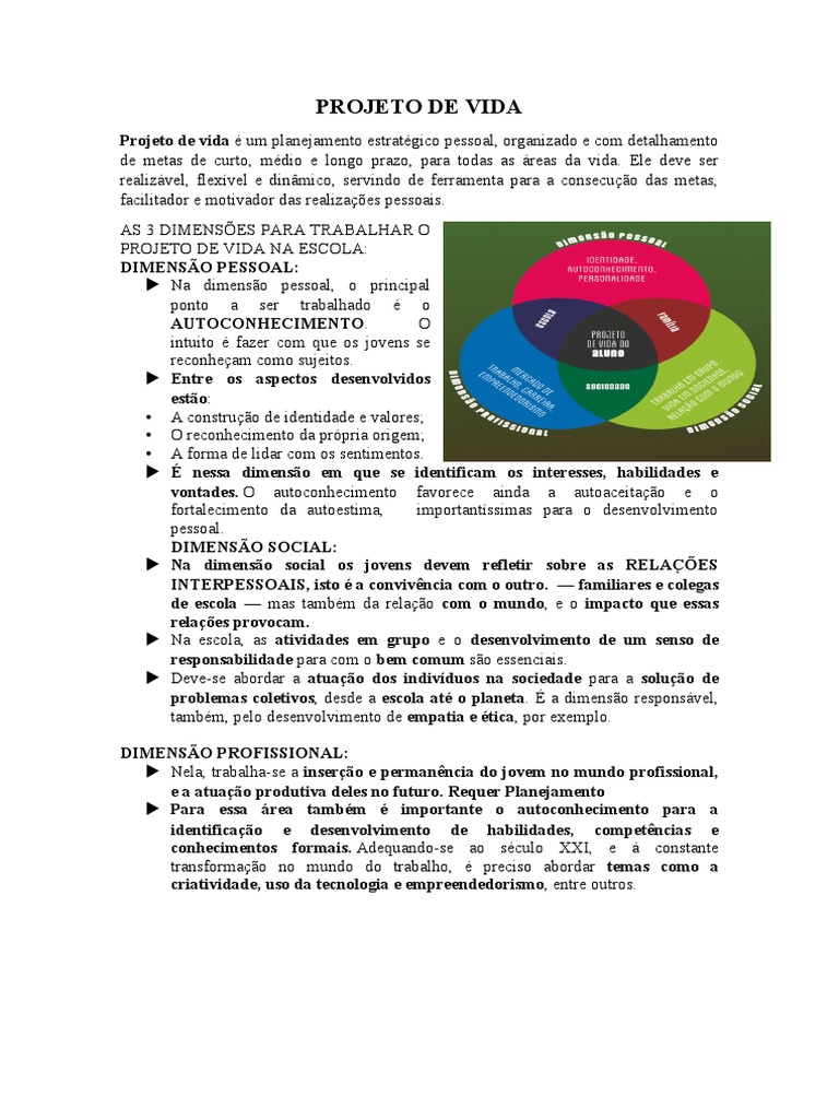 Projetos de Vida | PDF | Autoestima