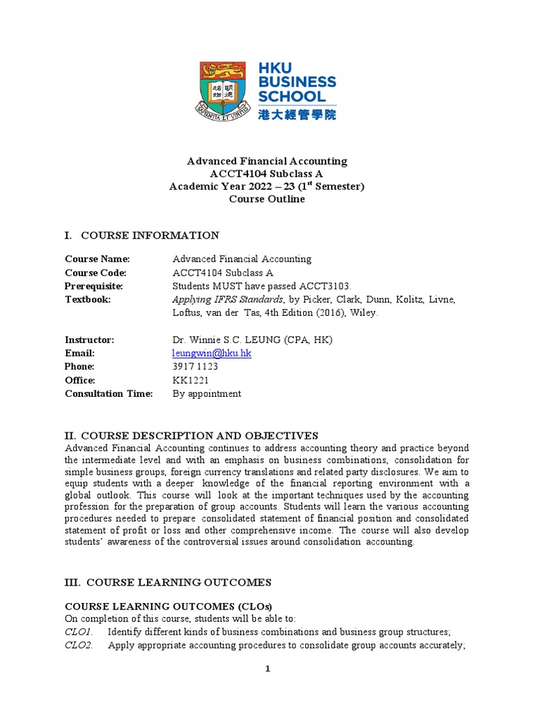 Advanced Financial Accounting Course | PDF