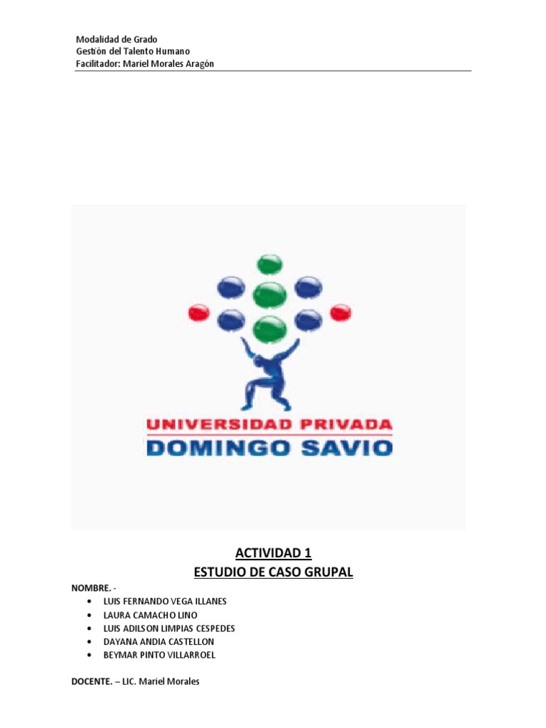 Actividad 1 - Caso de Estudio MDG GTH... | PDF