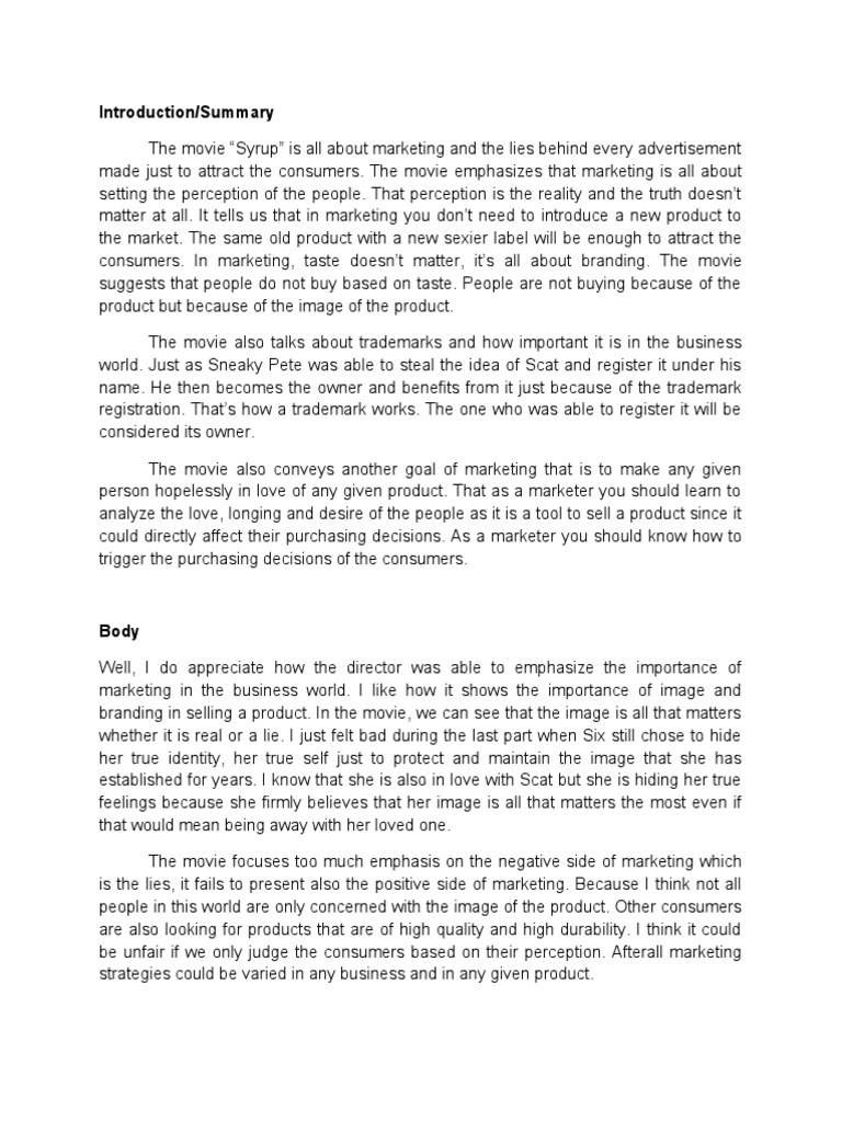 Marketing Lies in the Movie Syrup | PDF