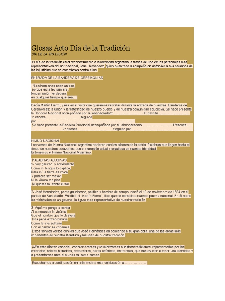 Glosas Acto Día de La Tradición | PDF