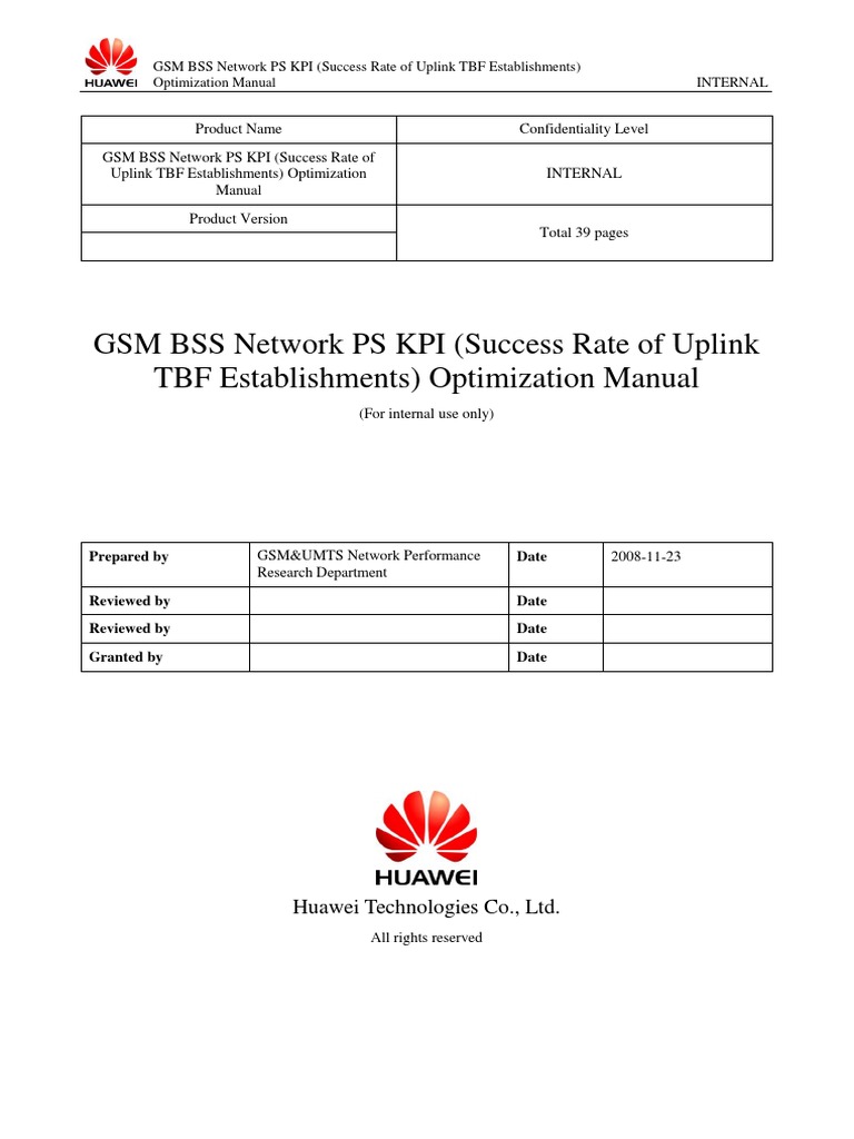 53 GSM BSS Network PS KPI (Success Rate of Uplink TBF Establishments) Op... | PDF