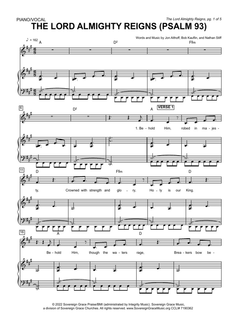 The Lord Almighty Reigns Ug Score A Piano Pdf
