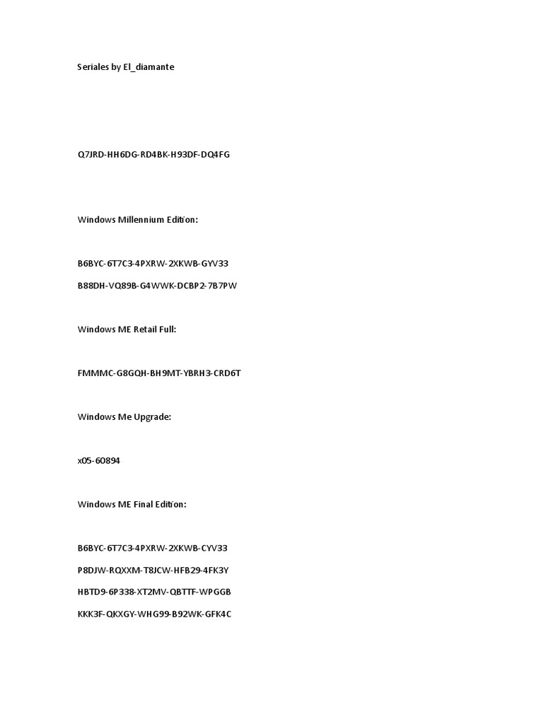 Seriales Windows Me | PDF