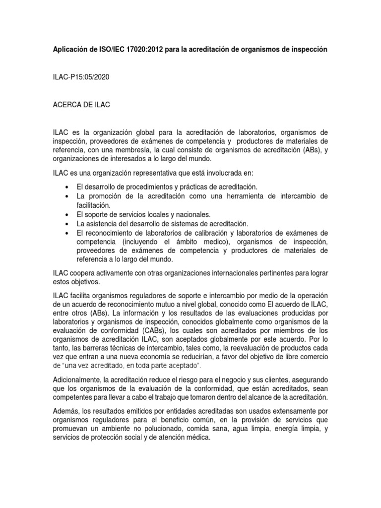 ILAC_P15_05_2020-1 Español | PDF | Calibración | Laboratorios